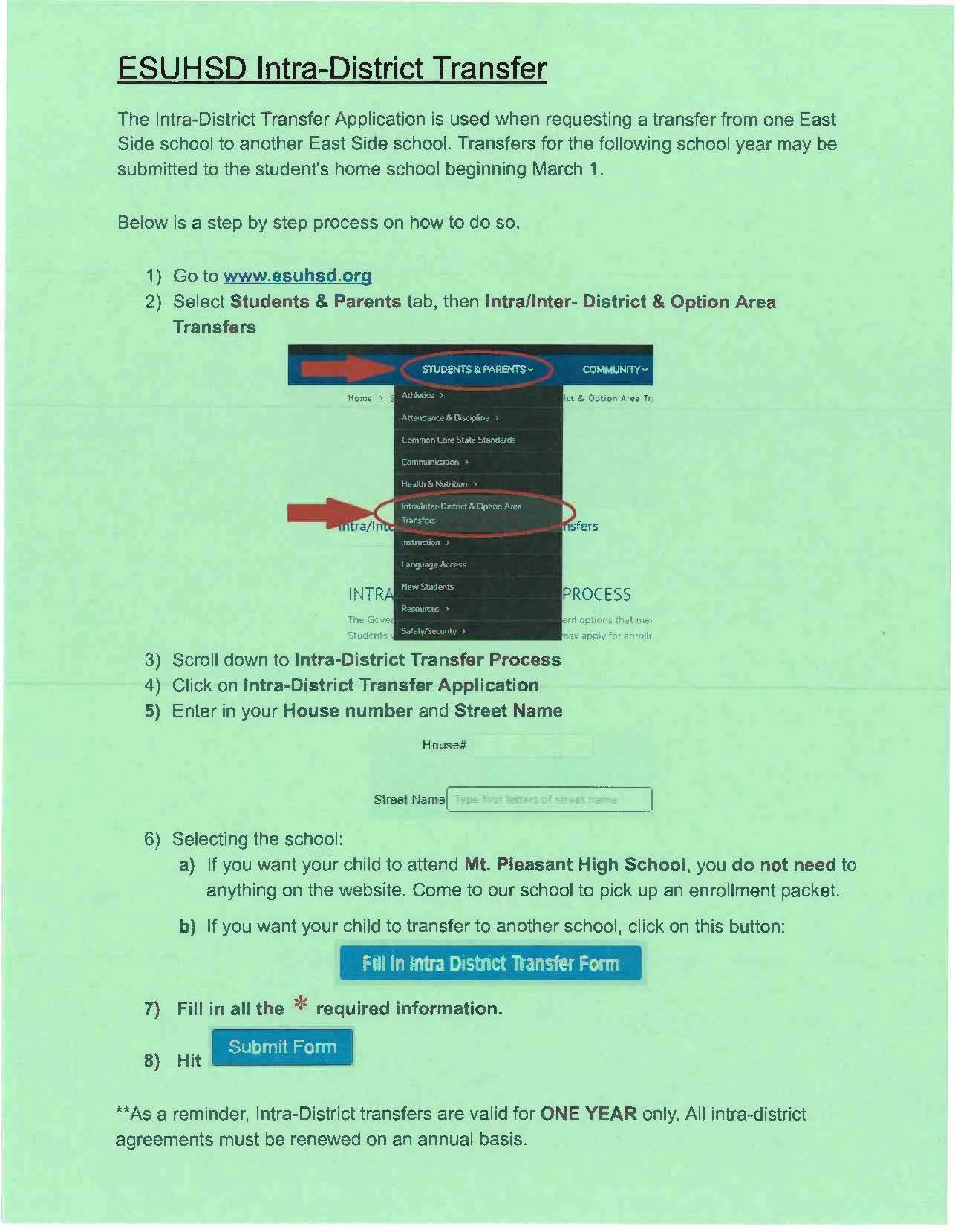 ESUHSD - Mt. Pleasant High School - Registration